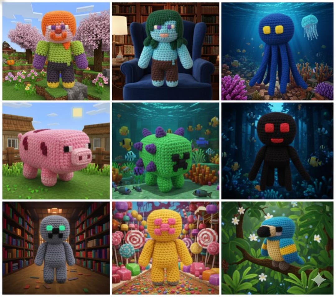 Blocky World Characters Crochet Pattern • Voxel-style Amigurumi Doll ...