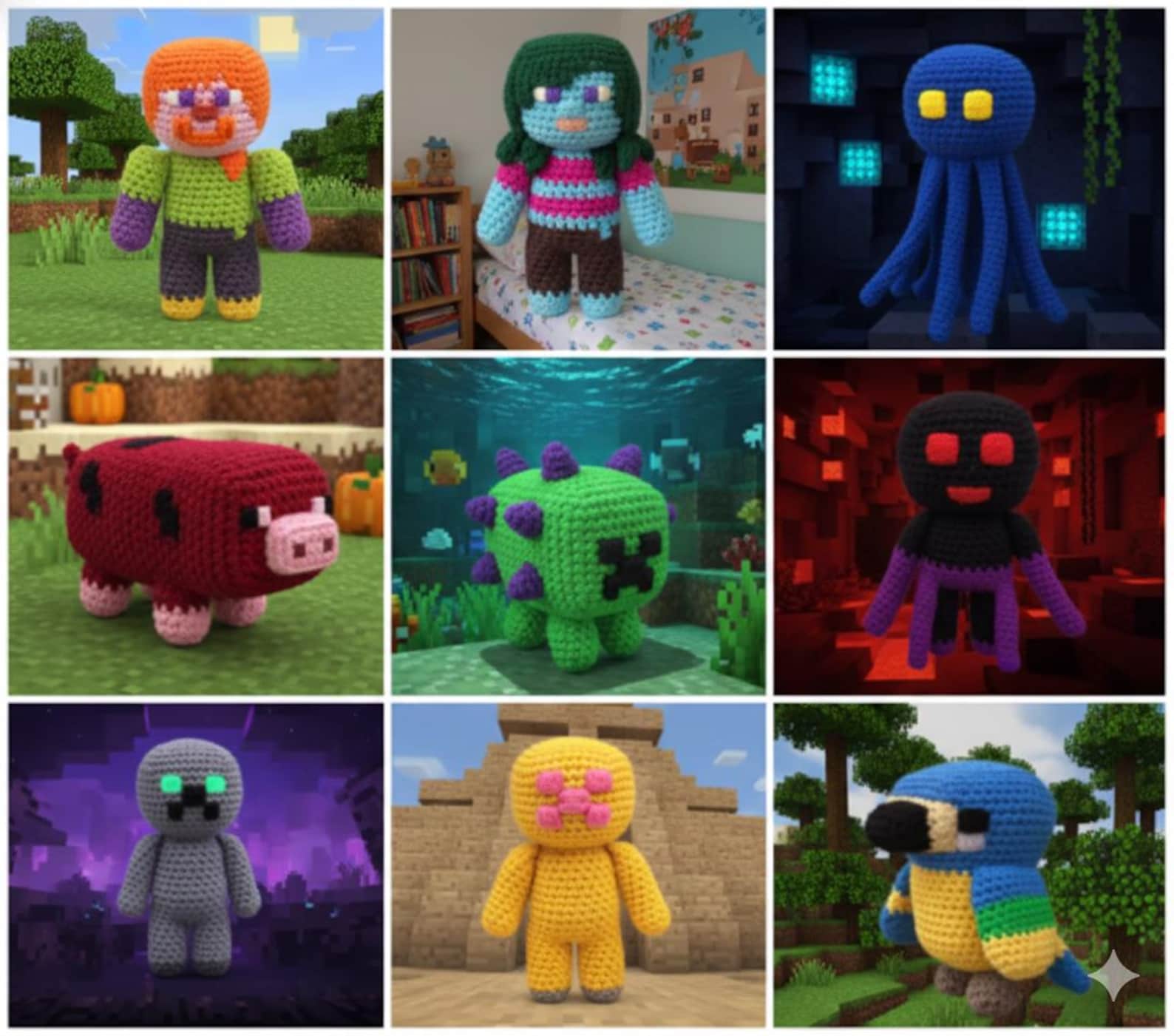 Blocky World Characters Crochet Pattern • Voxel-style Amigurumi Doll ...