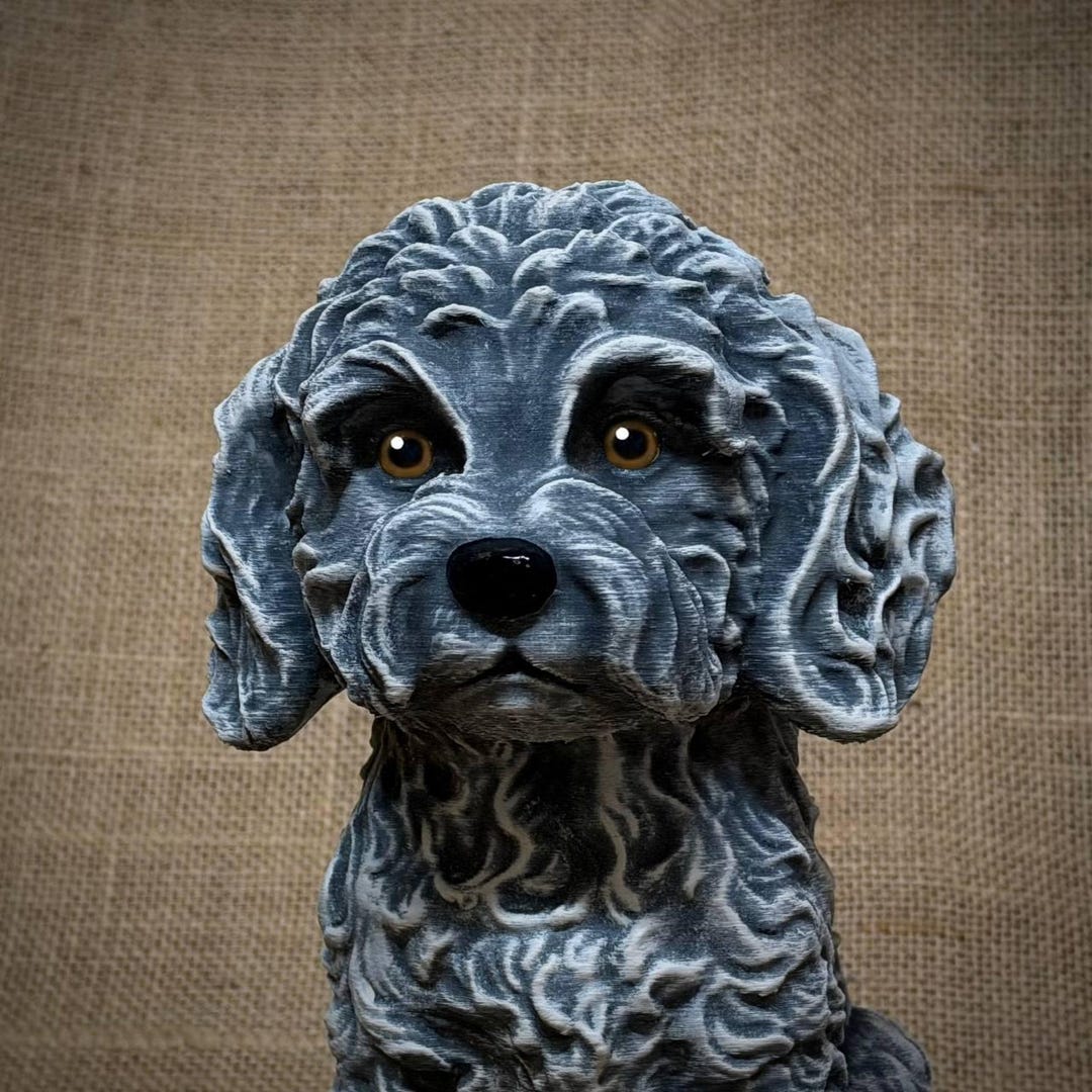Curly Haired Cockapoo Puppy Statue Cavapoo Dog Concrete Sculpture ...