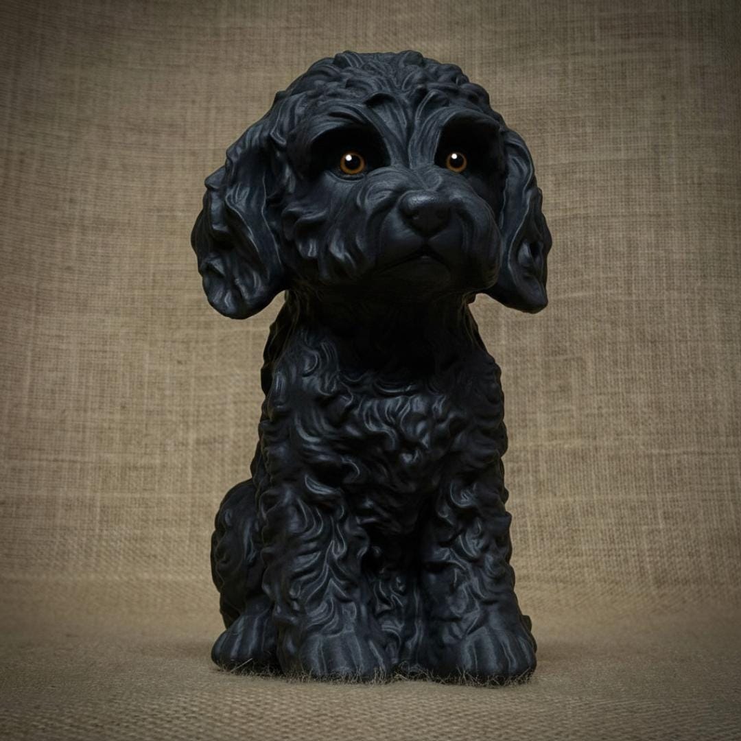 Poodle Puppy Statue Concrete Dog Sculpture Stone Look Cockapoo Garden ...