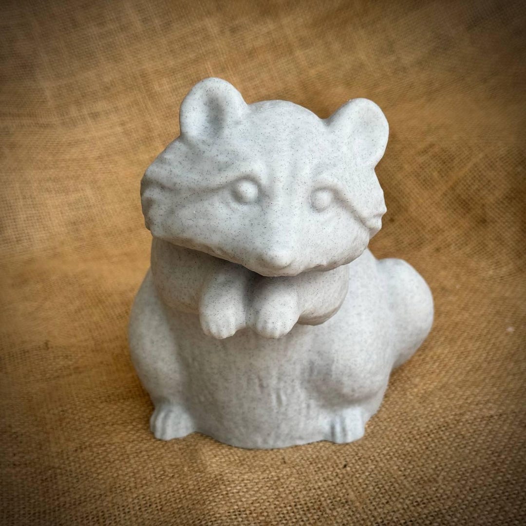 Cute Sitting up Hamster Statue Stone Animal Garden Figurine Grey Rodent ...