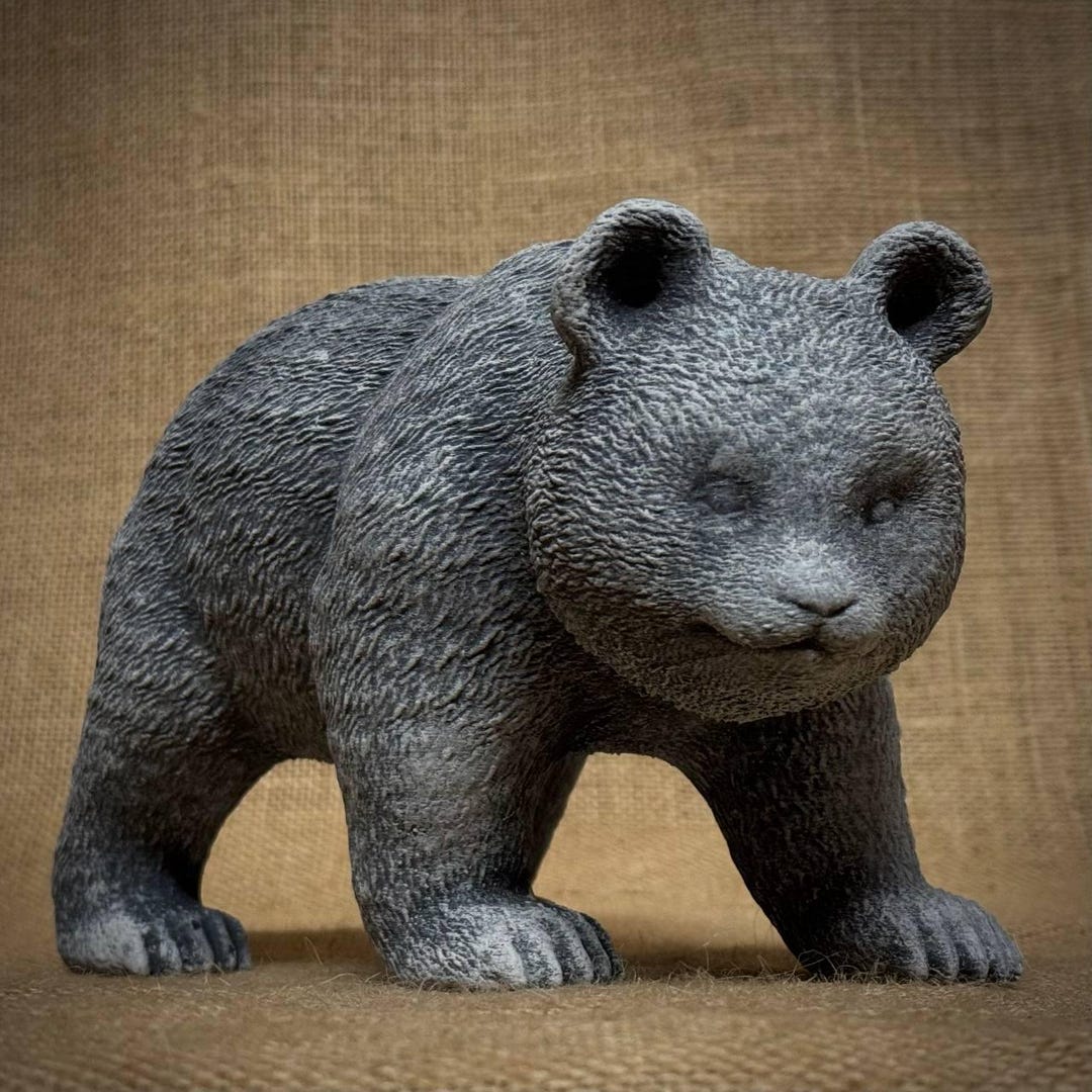 Concrete Bear Statue Stone Animal Figurine Outdoor Indoor Figure Lawn ...