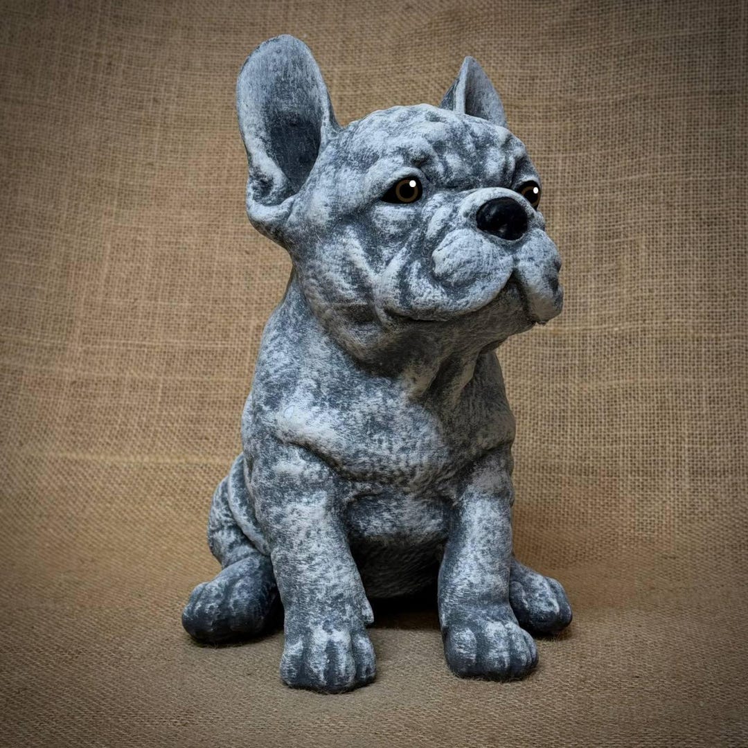 Concrete French Bulldog Garden Statue Cute Dog Figurine Sitting ...
