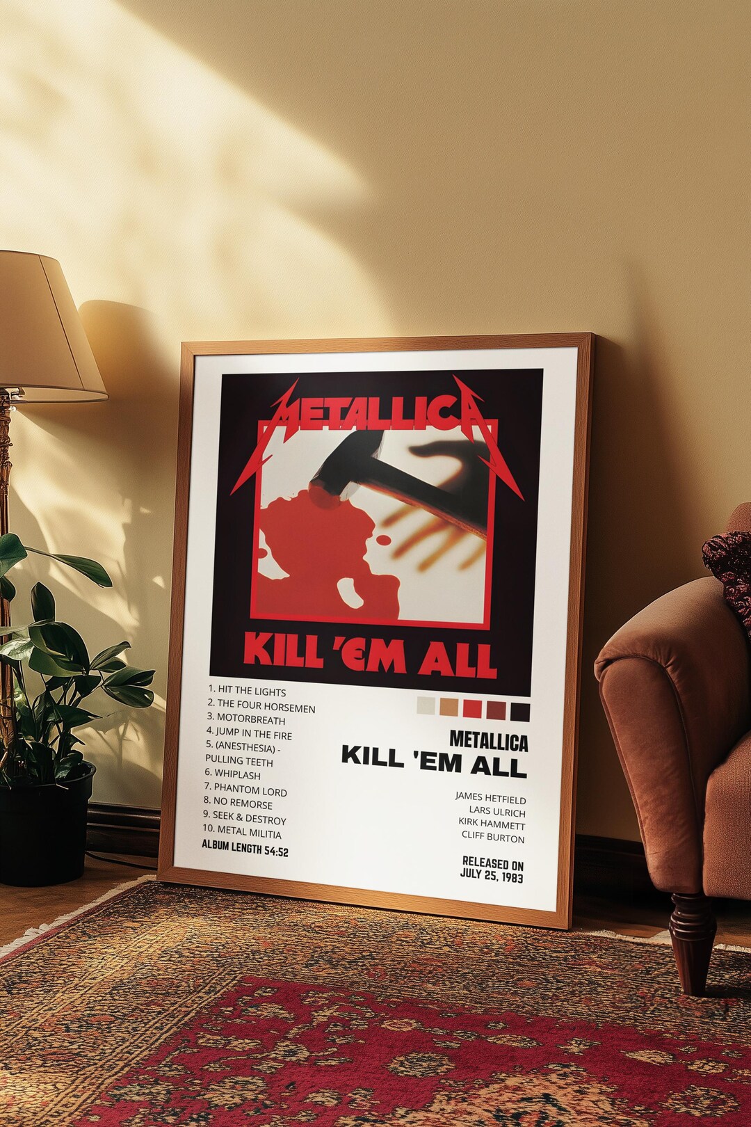 Kill ’em All Album Cover Poster | Classic Thrash Metal Tracklist Print ...