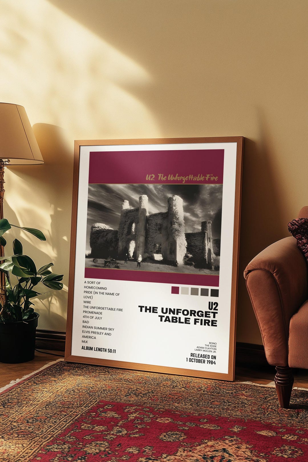 U2 Band Poster | the Unforgettable Fire Print | Album Cover Poster ...