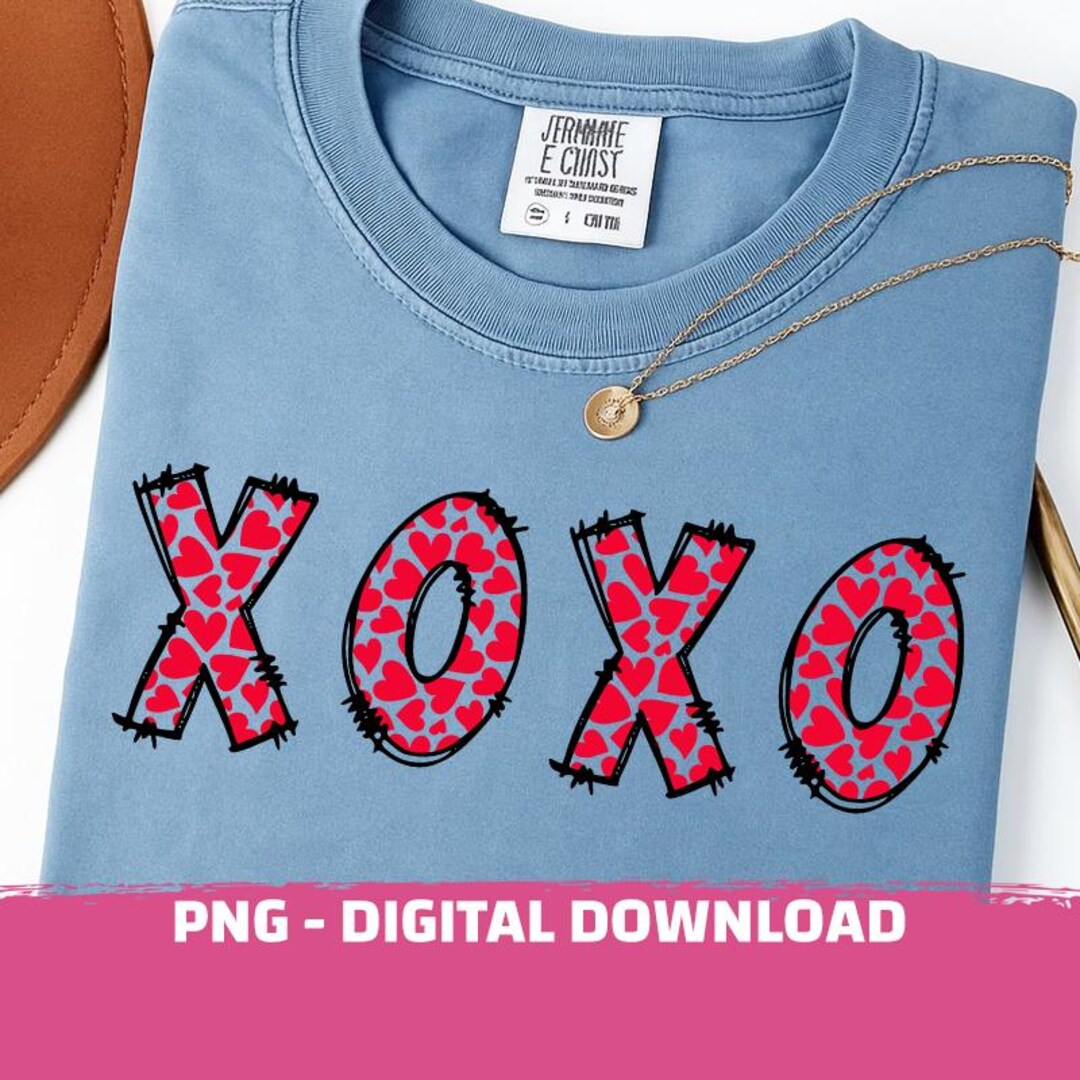 Preppy XOXO Valentine PNG, Pink Red Heart Coquette Design, Valentines ...