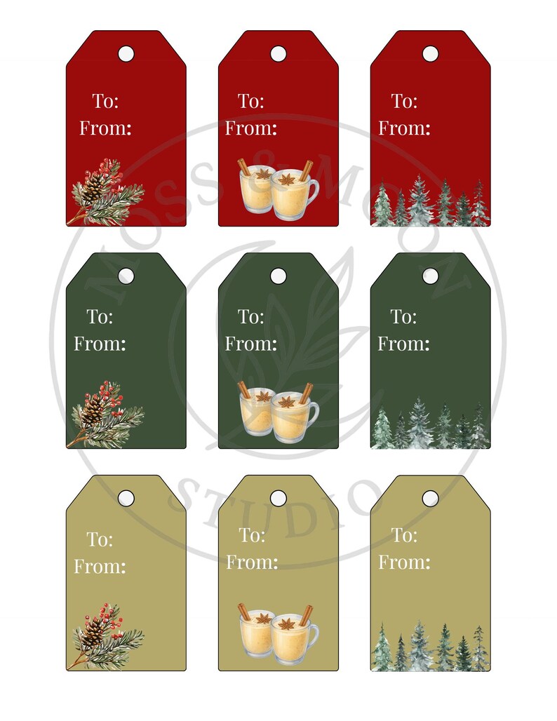 Christmas Gift Tags Printable | Red Green Holiday Tags | Cozy Christmas ...