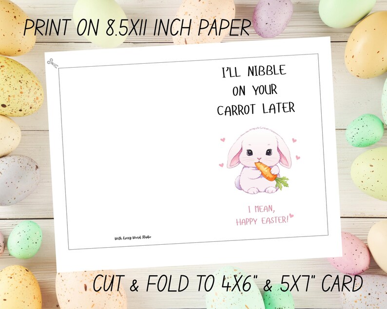 Funny Bunny Easter Card, Adult Humor, Nibble Carrot Later (digital ...