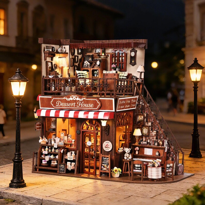 3D DIY Wooden Puzzle Book Nook Kit - Handmade Bookshelf Dollhouse Model ...