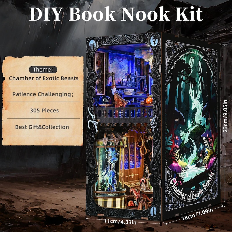 Book Nook Kit Rare Beast Collection Room 3D DIY Wooden Puzzle Handmade ...
