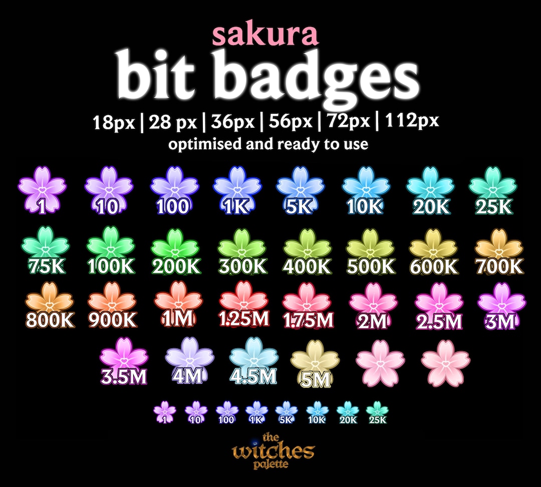 Sakura Twitch Bit Badges: Kawaii Flower Stream Badges (digital Download ...