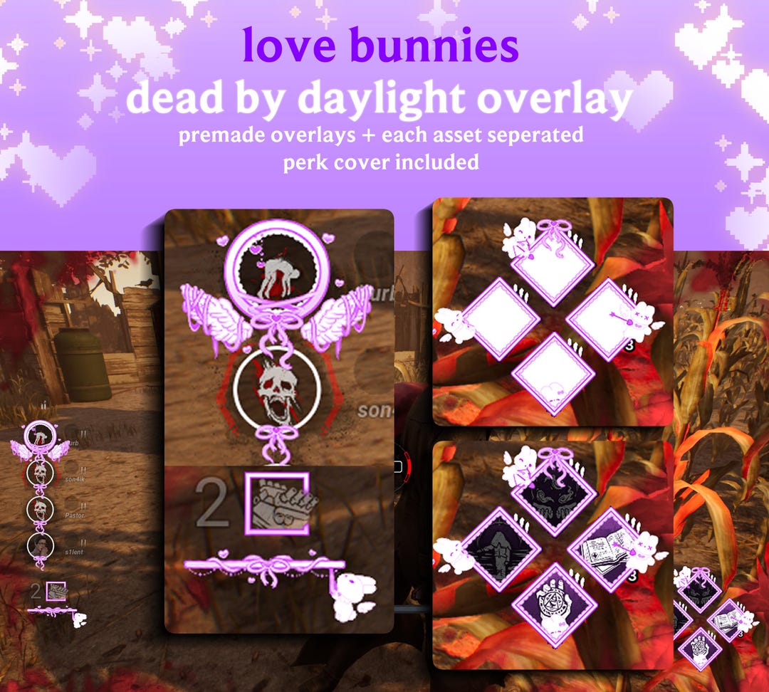 Purple Love Bunnies HUD Dead by Daylight Overlay | HUDSIGHT | Perk ...