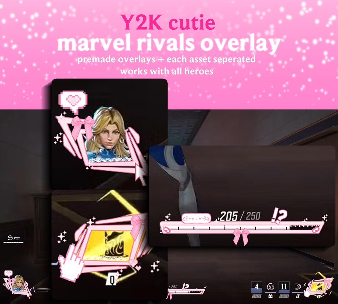 Pink Y2K Cutie Marvel Rivals Overlay | Customizable Marvel Rivals Game ...