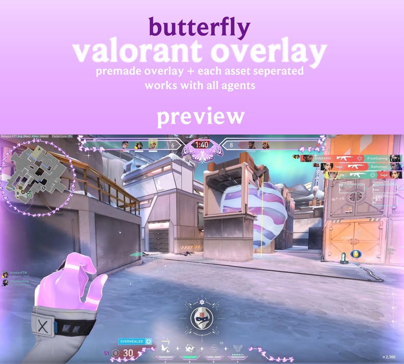 Purple Butterflies HUD Valorant Overlay | In-game Overlay | Hudsight - Etsy