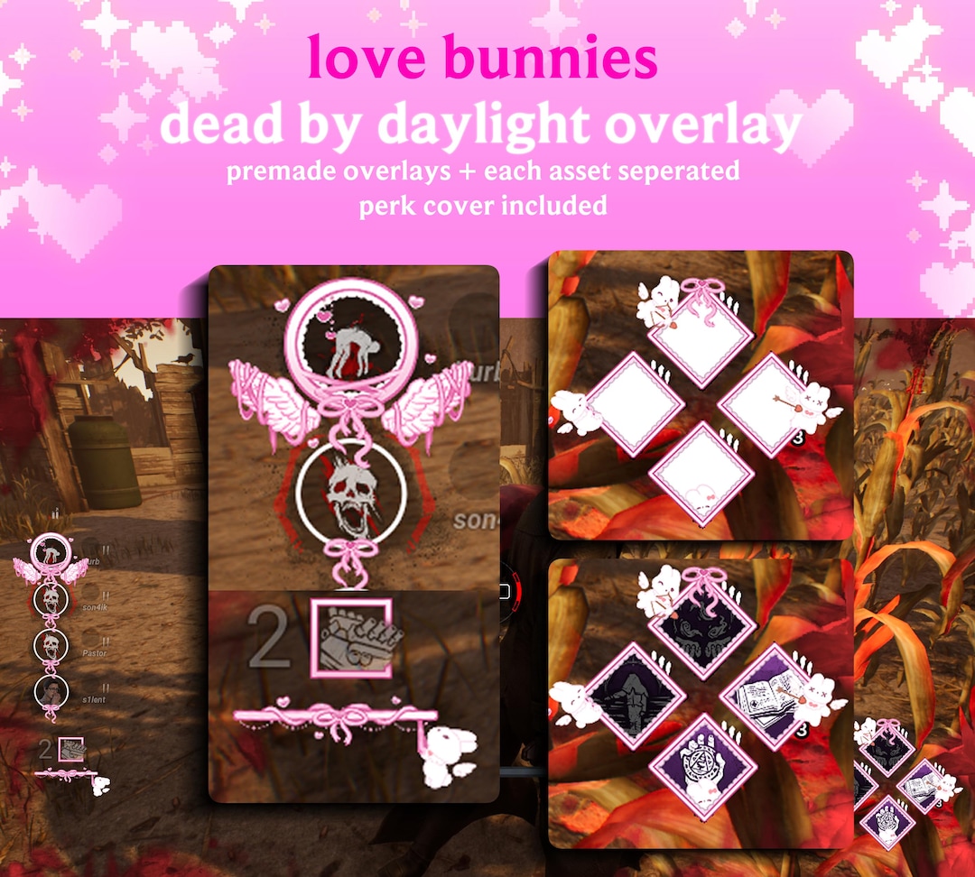 Pink Love Bunnies HUD Dead by Daylight Overlay | HUDSIGHT | Perk Covers ...