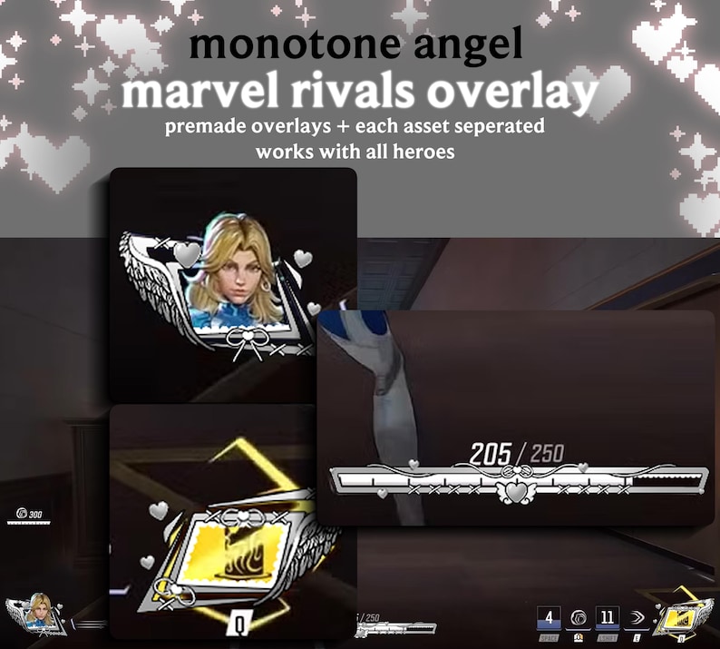 Monotone Angel Marvel Rivals Overlay | Customizable Marvel Rivals Game ...