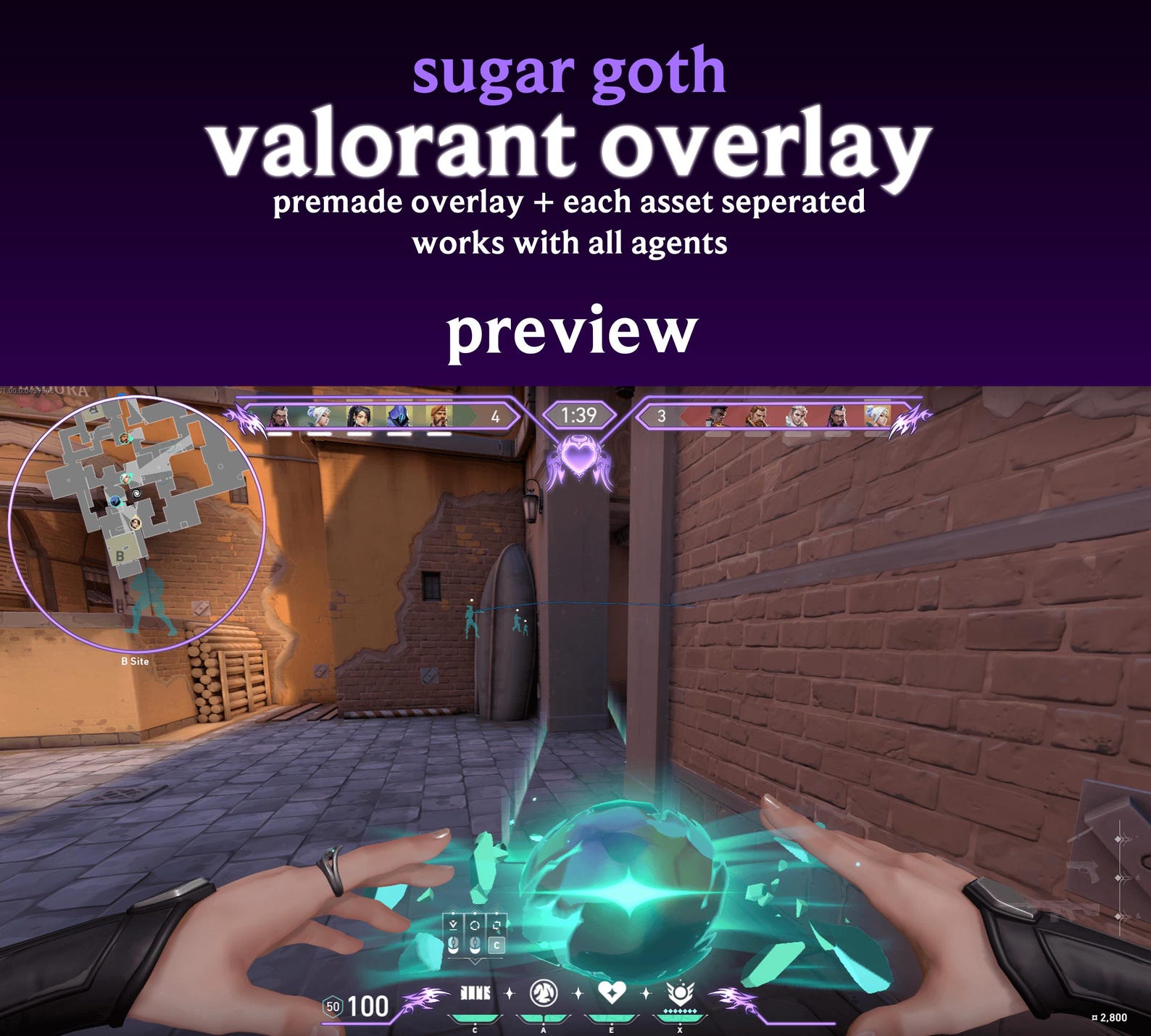 Purple Sugar Goth HUD Valorant Overlay | In-game Overlay | Hudsight - Etsy