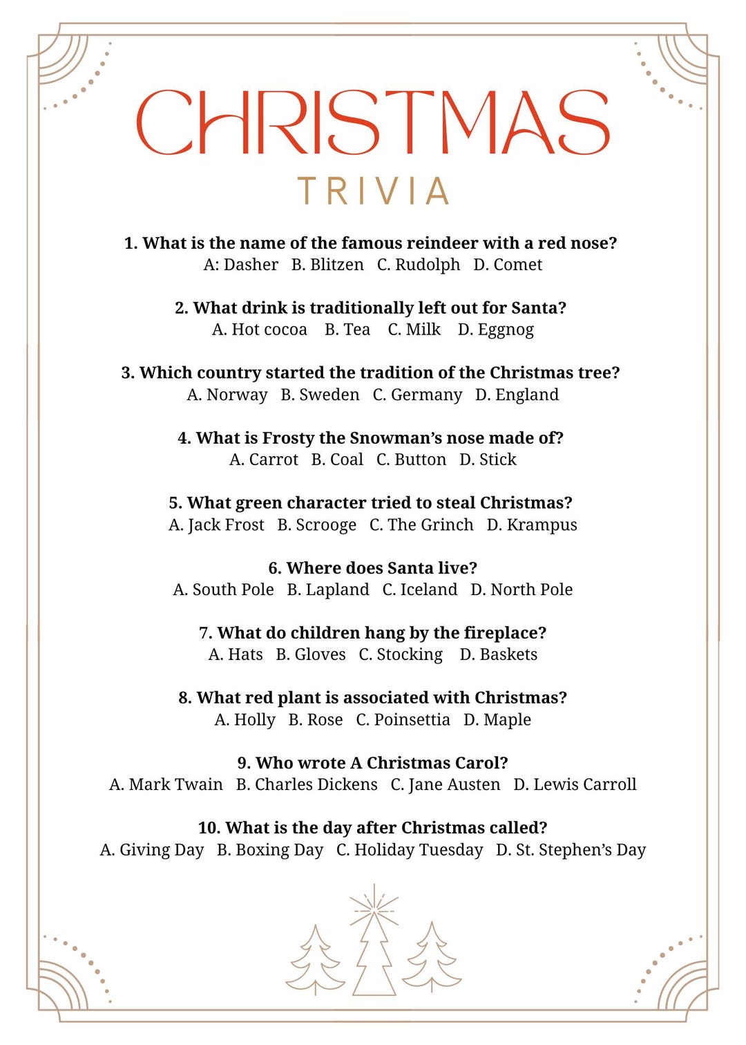 Christmas Trivia Printable, With BONUS BINGO! Holiday Party Game, Party ...