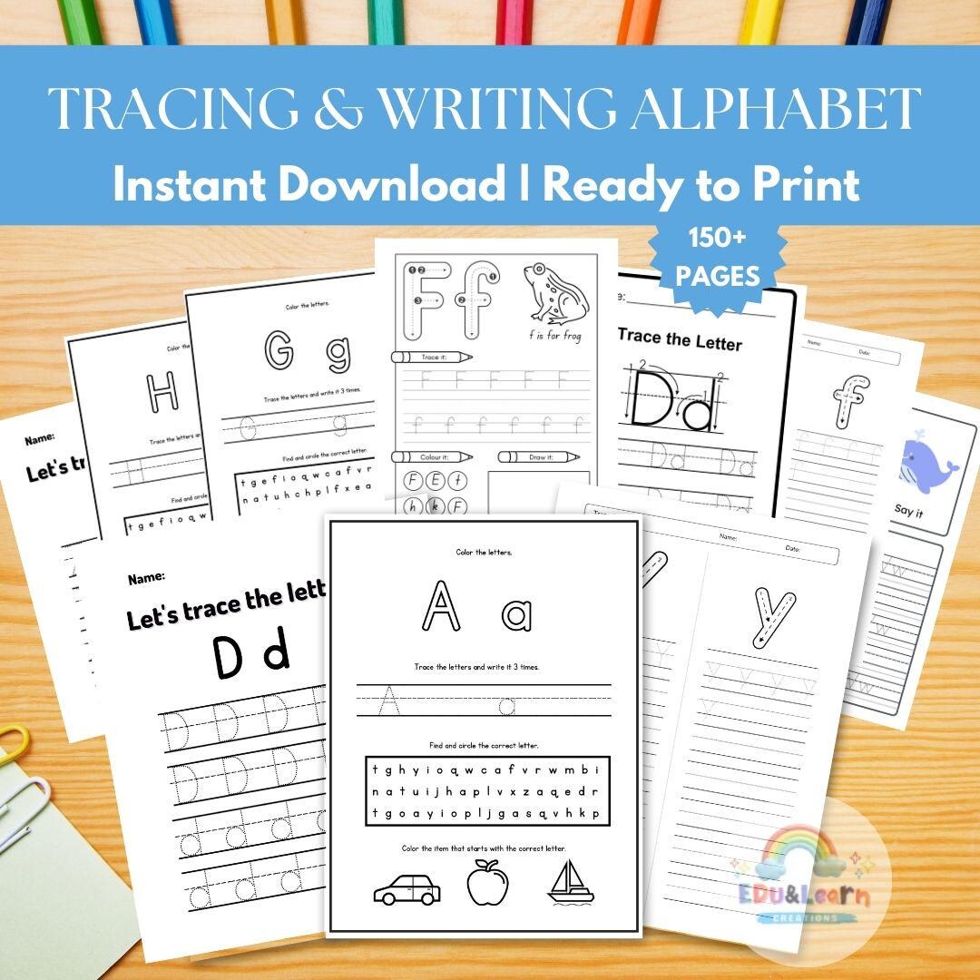 150+ Alphabet Tracing Worksheets Kindergarten Pre-k Preschool ABC ...