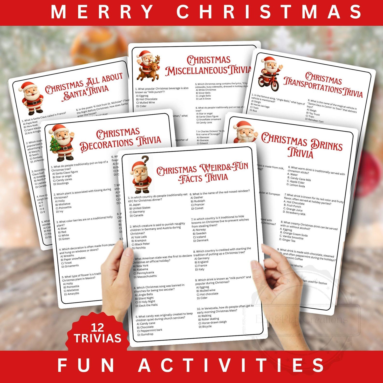 Christmas Trivia Game Printable Christmas Games for Adults Office Party ...