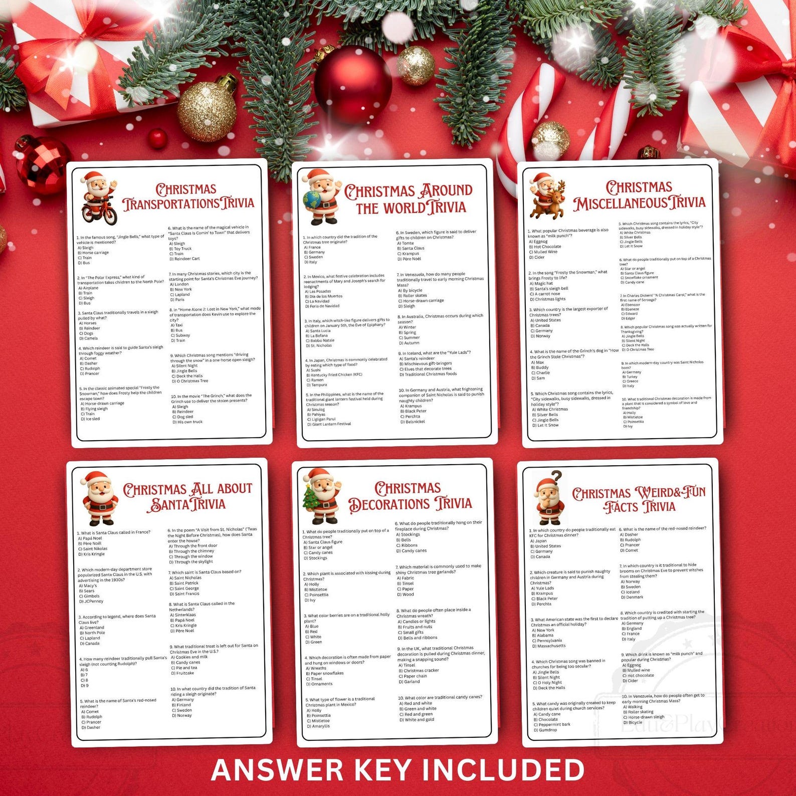Christmas Trivia Game Printable Christmas Games for Adults Office Party ...