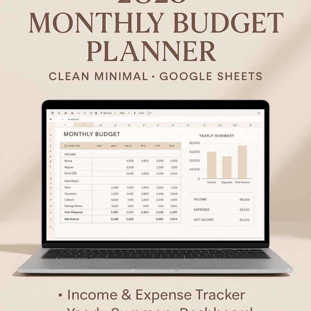 2025 Monthly Budget Spreadsheet | Google Sheets Budget Planner | Clean ...