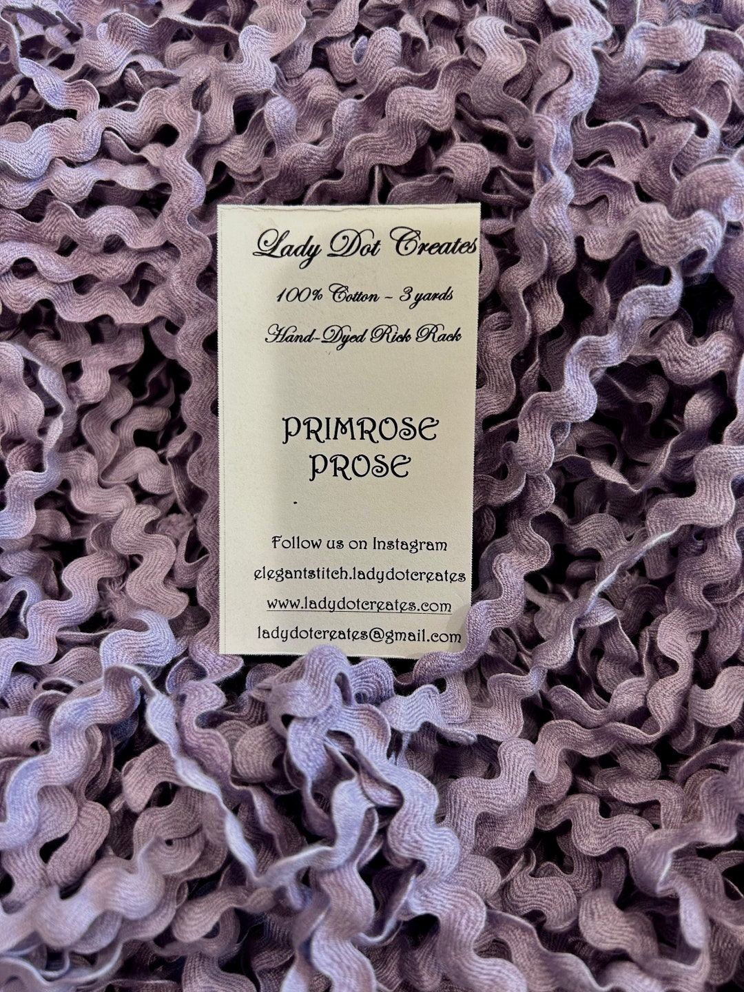 Rick Rack Trim- Primrose Prose - Hand-dyed 100% Cotton Half Inch Spring ...