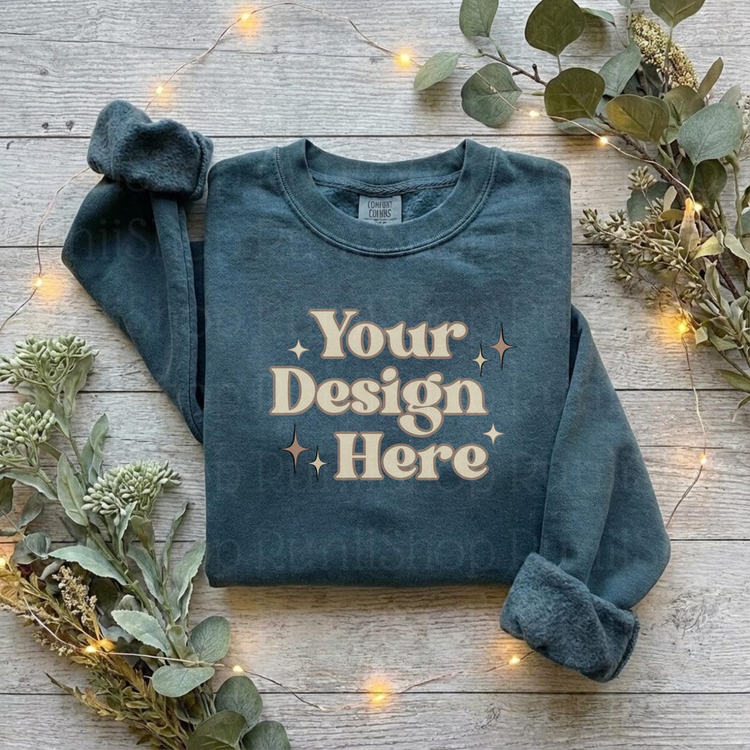 Comfort Colors 1566 Blue Spruce Mockup Comfort Colors Sweatshirt Mockup ...