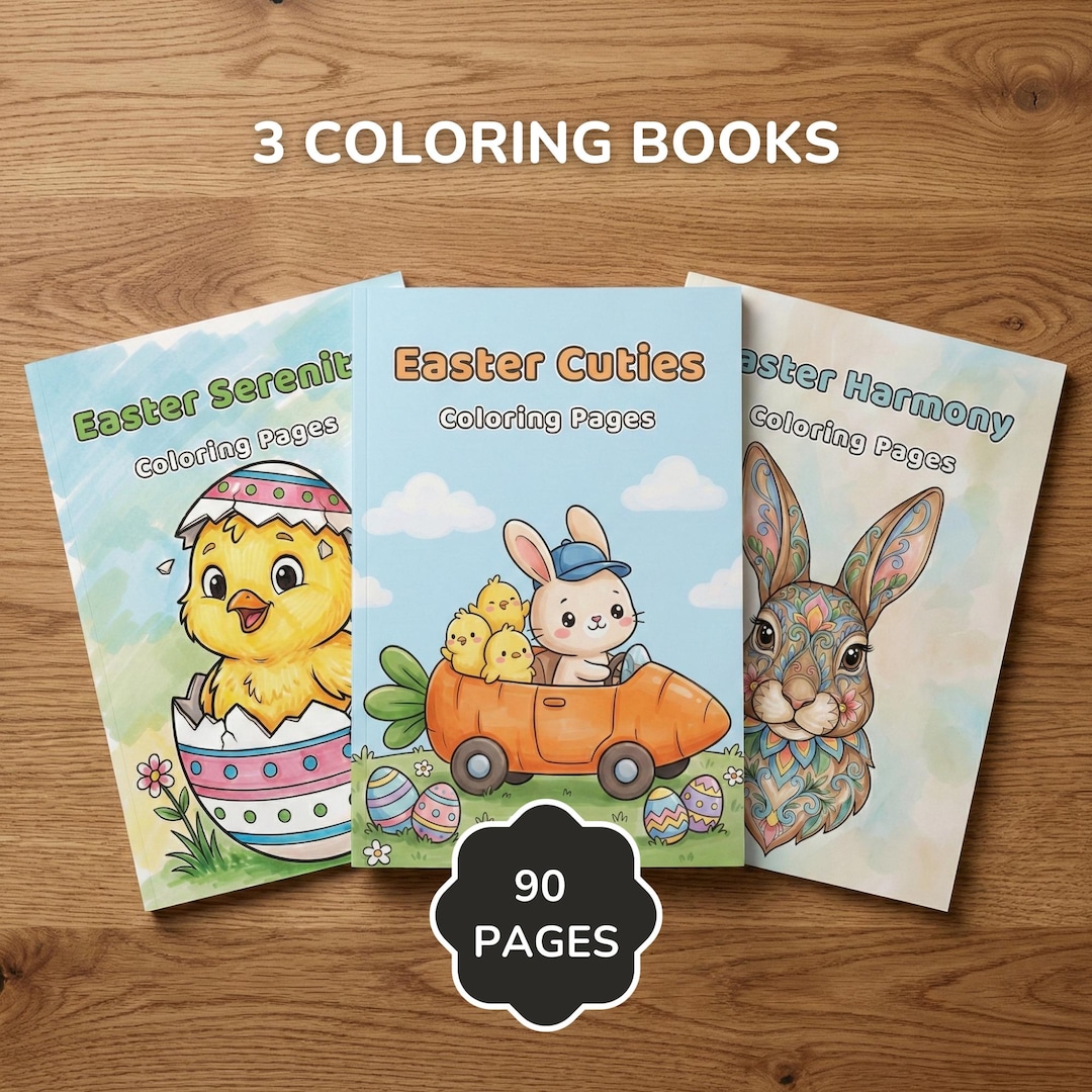 Easter Coloring Pages PDF Bundle – 3 Books, 90 Pages, Kids & Adults ...