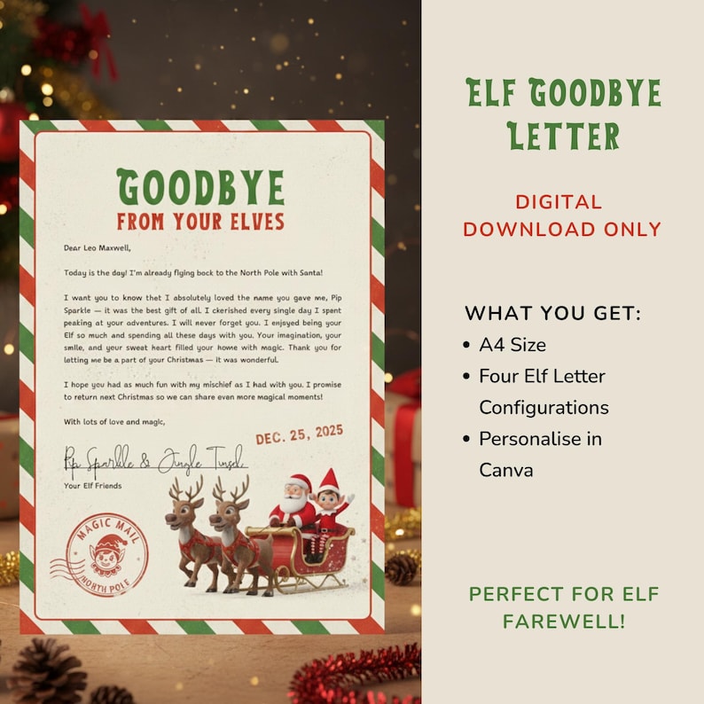 Editable Elf Goodbye Letter Printable | Elf Goodbye Letter | Canva ...