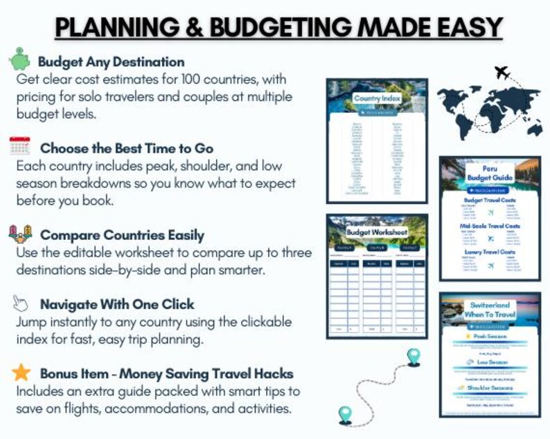 World Travel Budget Toolkit | Trip Planner & Vacation Budget Template ...