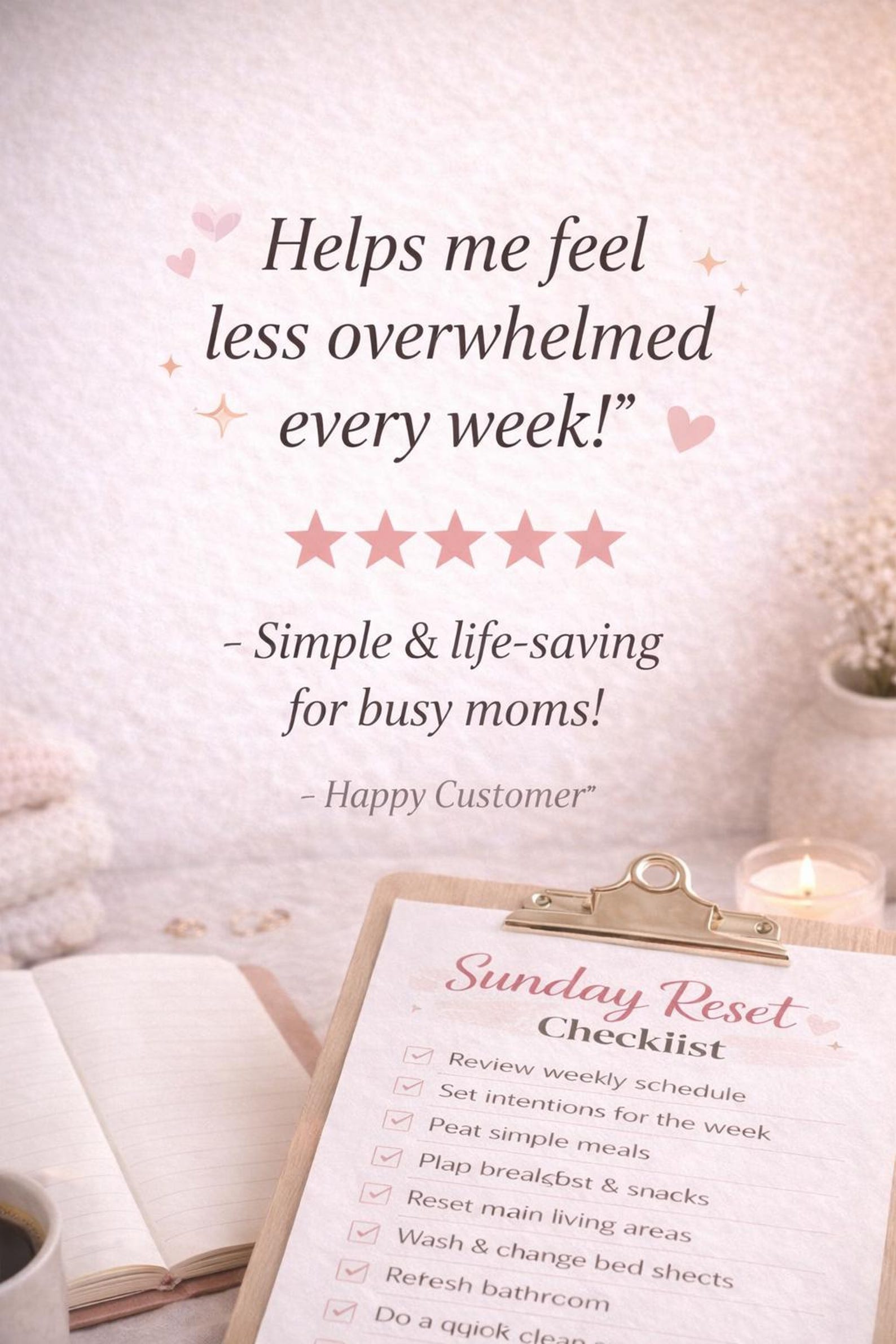 Sunday Reset Checklist Printable for Moms – Minimalist Routine for Home ...