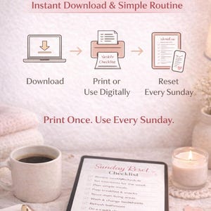 Sunday Reset Checklist Printable for Moms – Minimalist Routine for Home ...