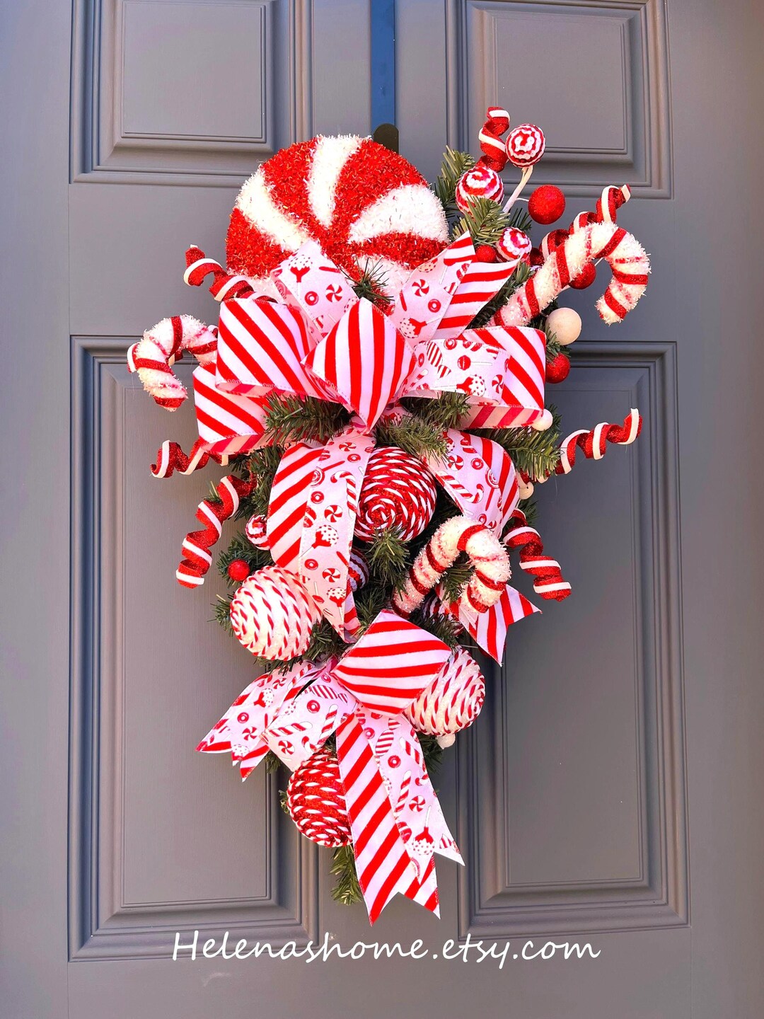 Christmas Candy Swag/christmas Wreath Front Door/christmas Door Swag ...