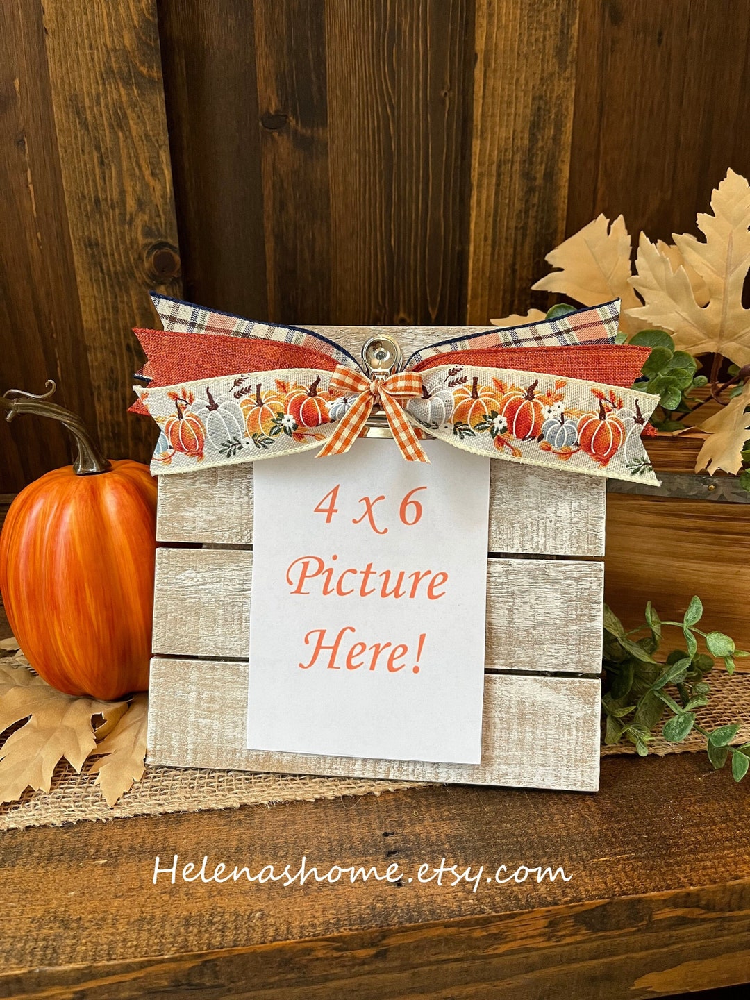 Fall Pumpkin Picture Frame/plaid Pumpkin Home Decor/autumn Photo Frame ...