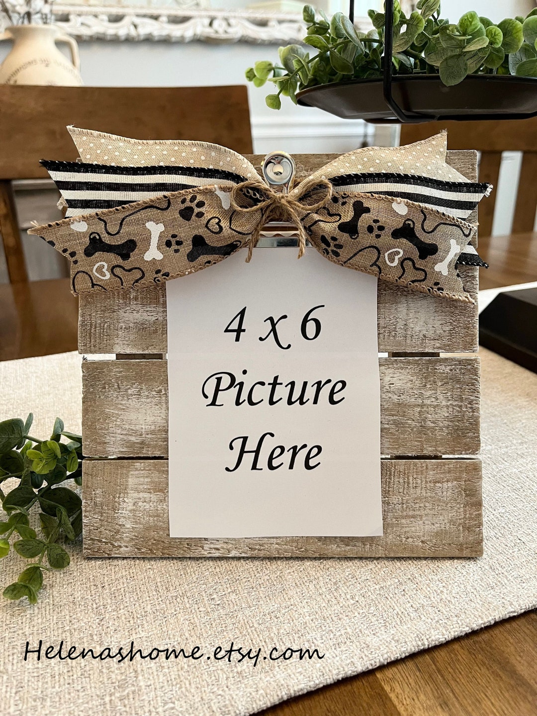 Dog Picture Frame: Distressed White Wood With Dog-themed Ribbon - Etsy