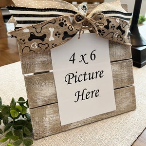 Dog Picture Frame: Distressed White Wood With Dog-themed Ribbon - Etsy