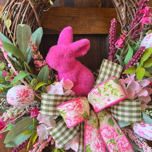 Easter Bunny Wreath/pink Flocked Bunny/spring Wreath/flocked Bunny ...