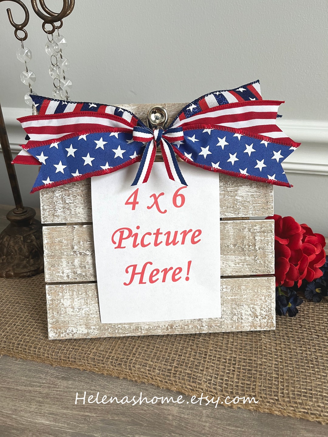 American Flag Picture Frame: Patriotic Military Gift, 4x6 Photo - Etsy