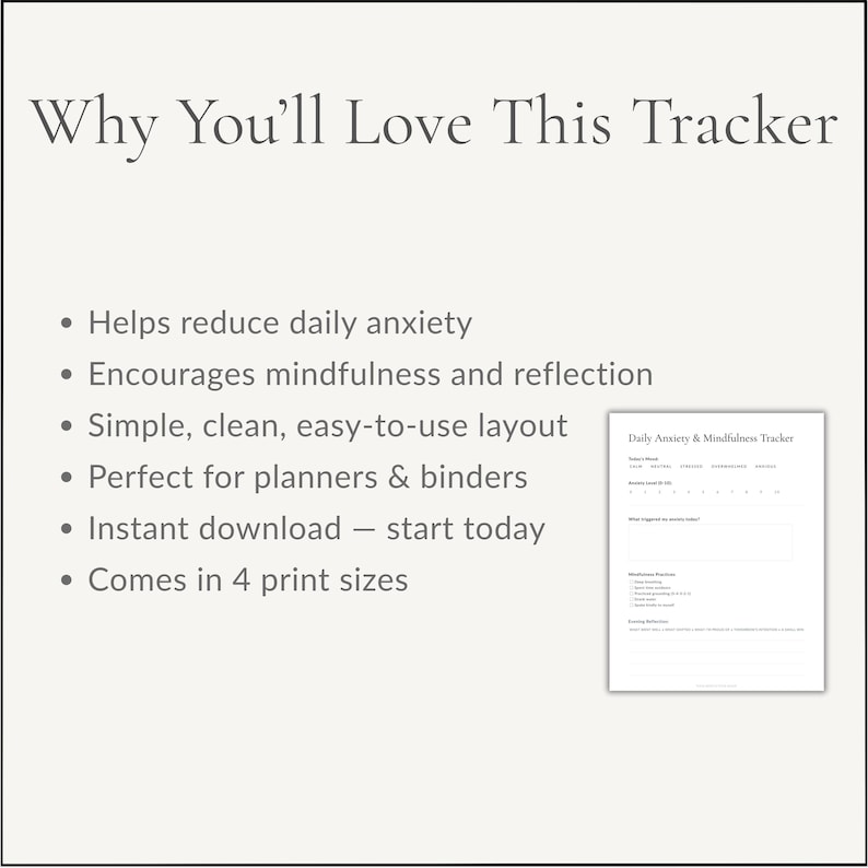 Anxiety & Mood Tracker • Daily Mindfulness Worksheet (digital Download ...