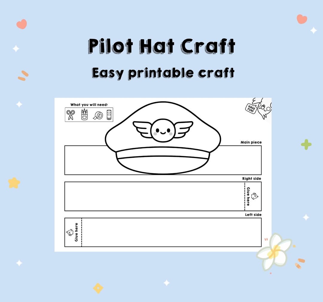 Printable Pilot Hat Craft – Color, Cut & Wear DIY Paper Hat | Kids ...