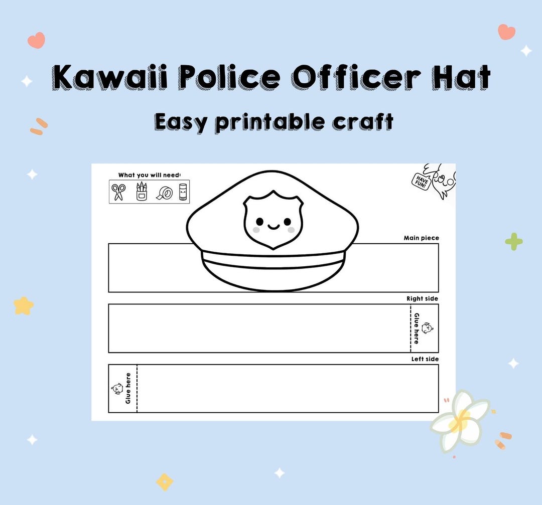 Printable Police Officer Hat Craft – Color, Cut & Wear DIY Paper Hat ...