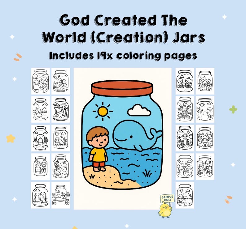 Creation Jar Coloring Pages | God Created the World Coloring Book for ...