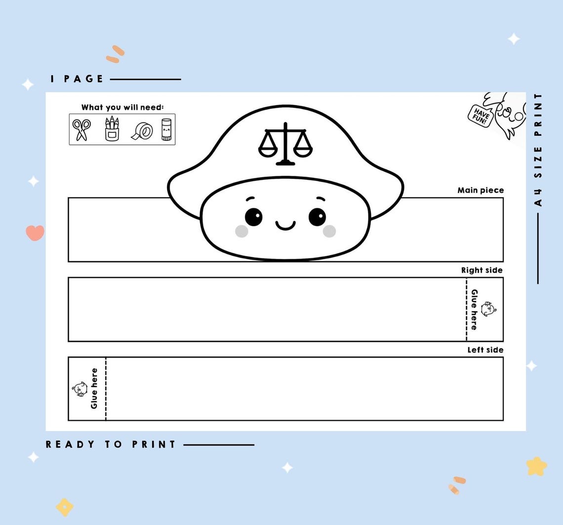 Printable Lawyer Cap Craft – Color, Cut & Wear DIY Paper Hat | Kids ...