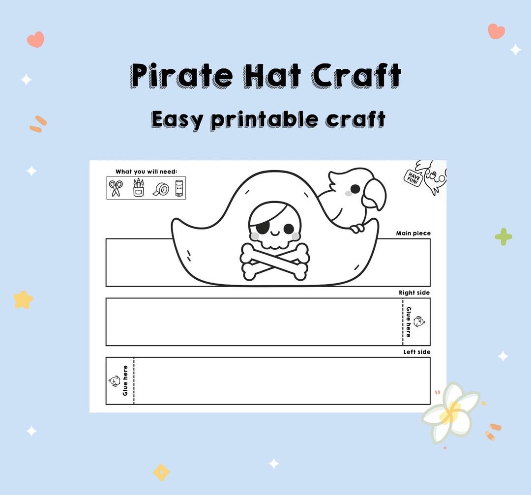 Printable Pirate Hat Craft – Color, Cut & Wear DIY Paper Hat | Kids ...