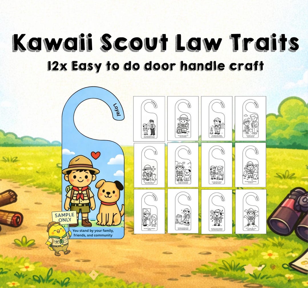 Kawaii Scout Law Door Craft | Cute Cub Scout Values Door Hanger ...