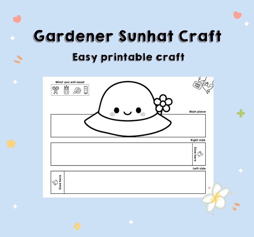 Printable Gardener Sunhat Craft – Color, Cut & Wear DIY Paper Hat ...