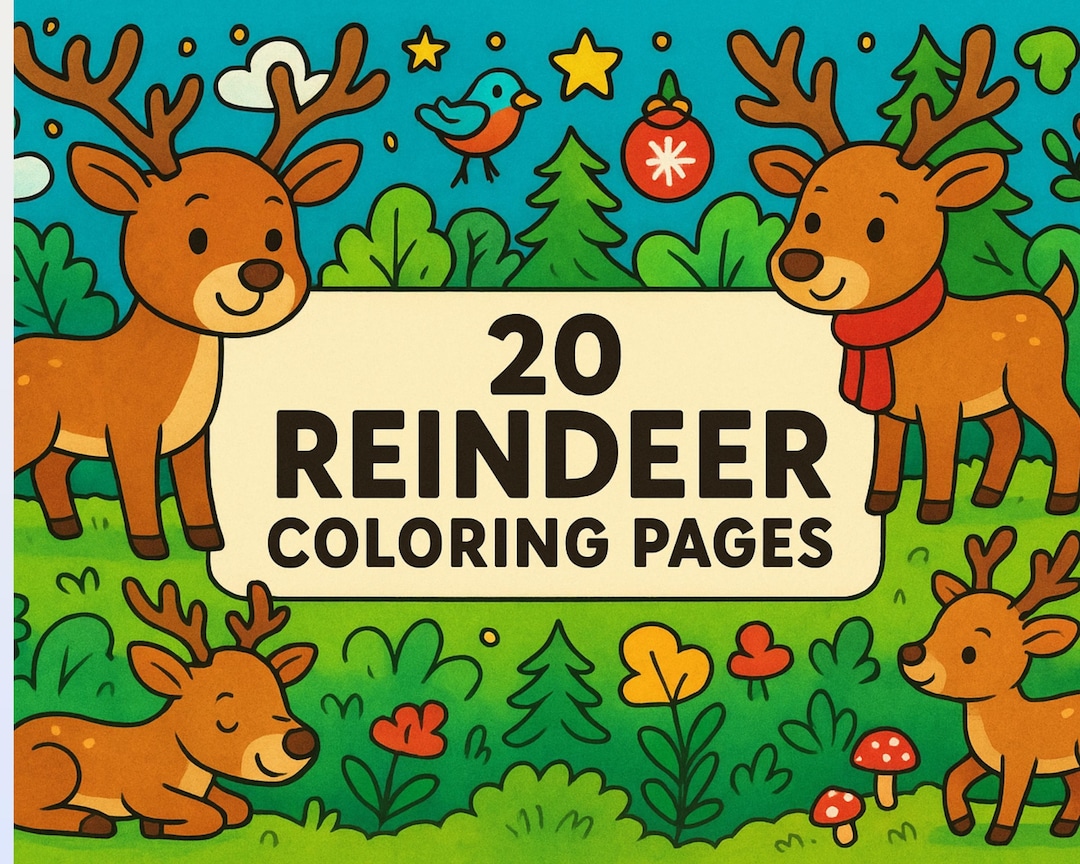 Reindeer Coloring Pages A4 Printable | Christmas Activity Sheets for ...
