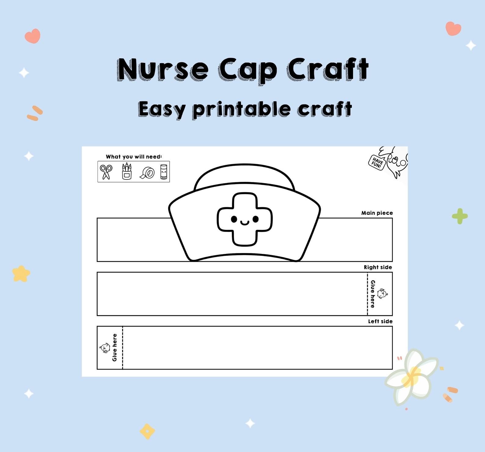 Printable Nurse Cap Craft – Color, Cut & Wear DIY Paper Hat | Kids ...