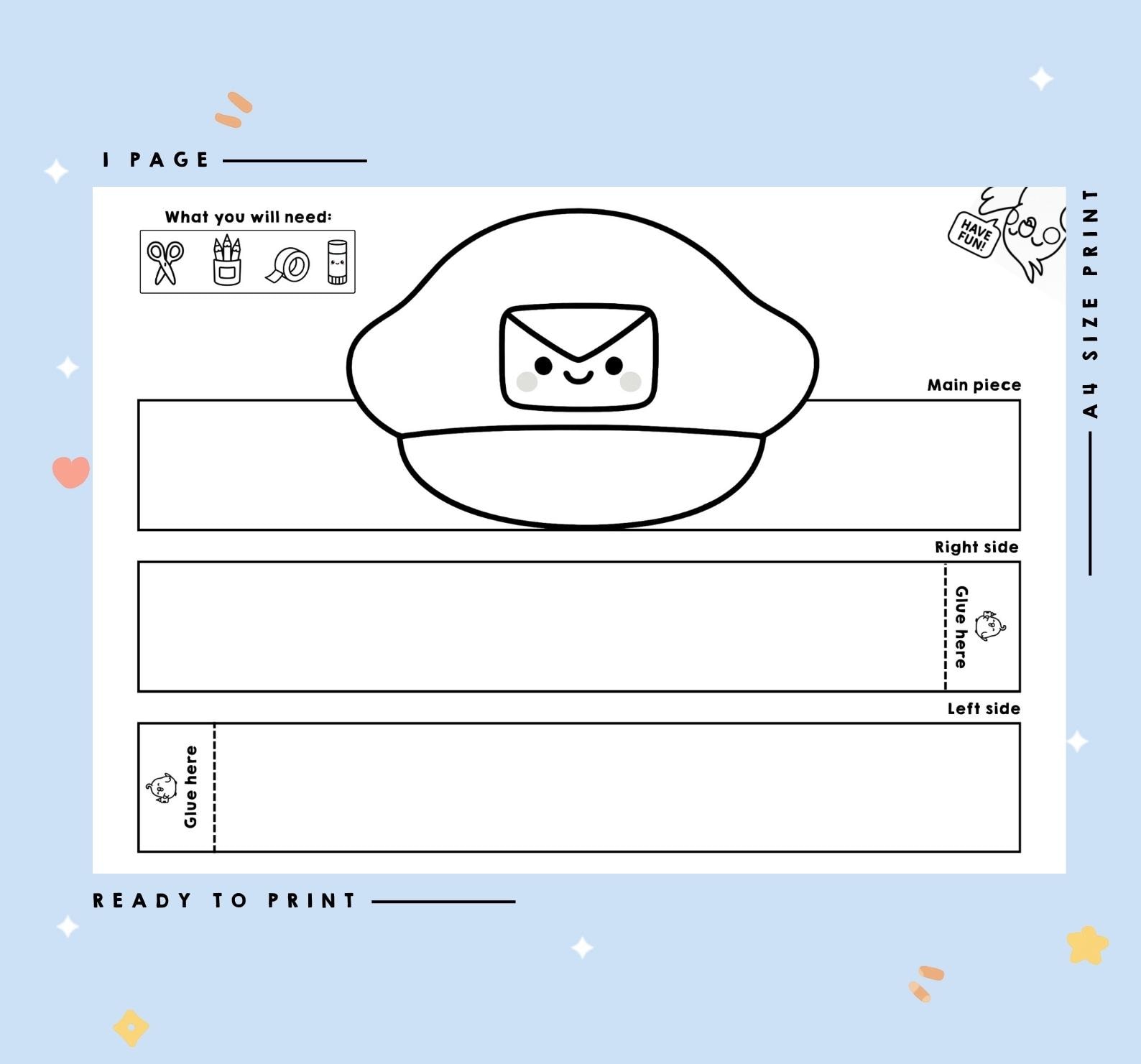 Printable Mail Carrier Hat Craft – Color, Cut & Wear DIY Paper Hat ...